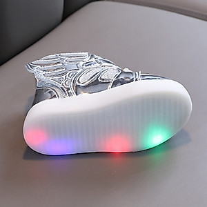 Moonite Toddler Baby Boys Girls Led Flash Sneakers with 3D Wing Flashing Colorful Sneakers for Kids Breathable LED Light Up Shoes