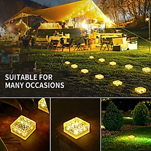 XKSINMY Solar Outdoor Lights Solar Brick Lights Water Proof Solar Ground Lights 4.3 * 4.3inch Warm White Led Lights for Patio Pathway Lawn Yard Deck Driveway Walkway