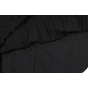 chouyatou Women's Elastic Waist A-Line Pleated Chiffon Cropped Wide Leg Pants Culottes (Large, Black)