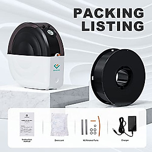 Dryer Box of 3D Printer Filament, Enisina 3D Filament Dryer Box 360° Even Heating Filament, Compatible with 1.75mm, 2.85mm, 3.00mm Filament and PLA/PETG/TPU/ABS 3D Printer Filament (Black&White)