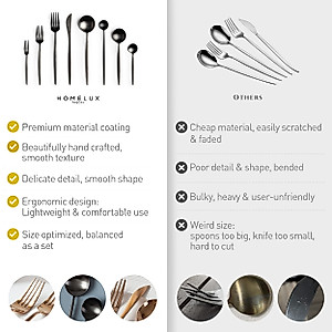 Homelux Theory 18/10 Stainless Steel Silverware Set, 4 Cutlery Set of 5pc Heavy Duty Spoons & Forks Set, Kitchen Silverware Set Dishwasher Safe, Elegant Adaline Royal Modern Utensils & Flatware Set