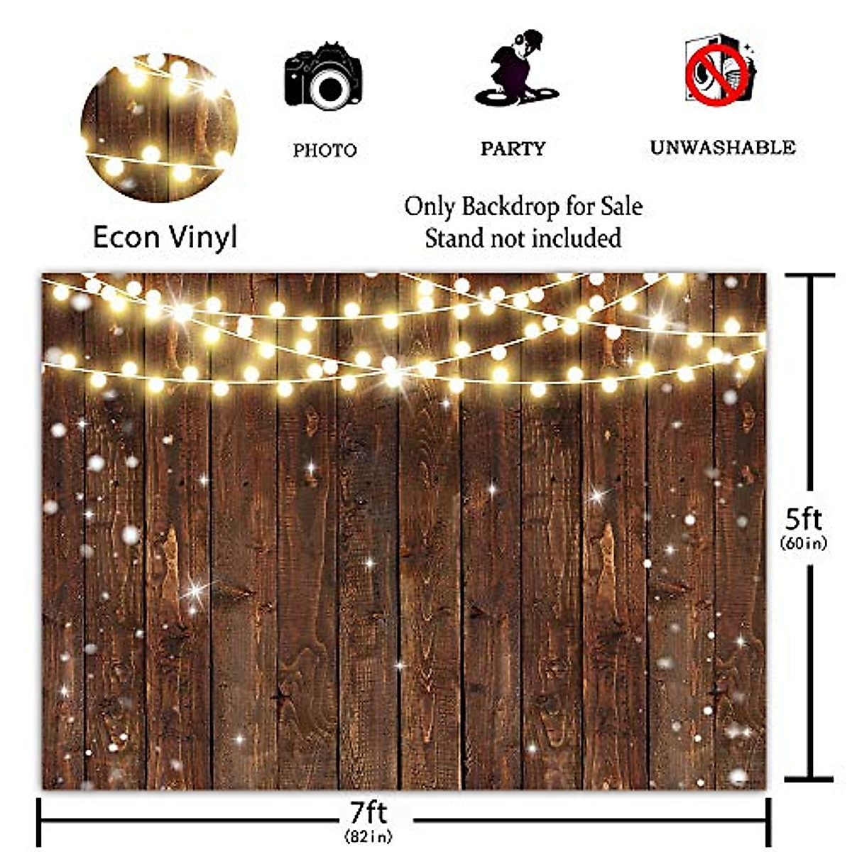 Funnytree 7x5FT Rustic Glitter Wood Photography Backdrop for Wedding Party Banner Birthday Bridal Shower I Do BBQ Baby Shower Background Photo Booth