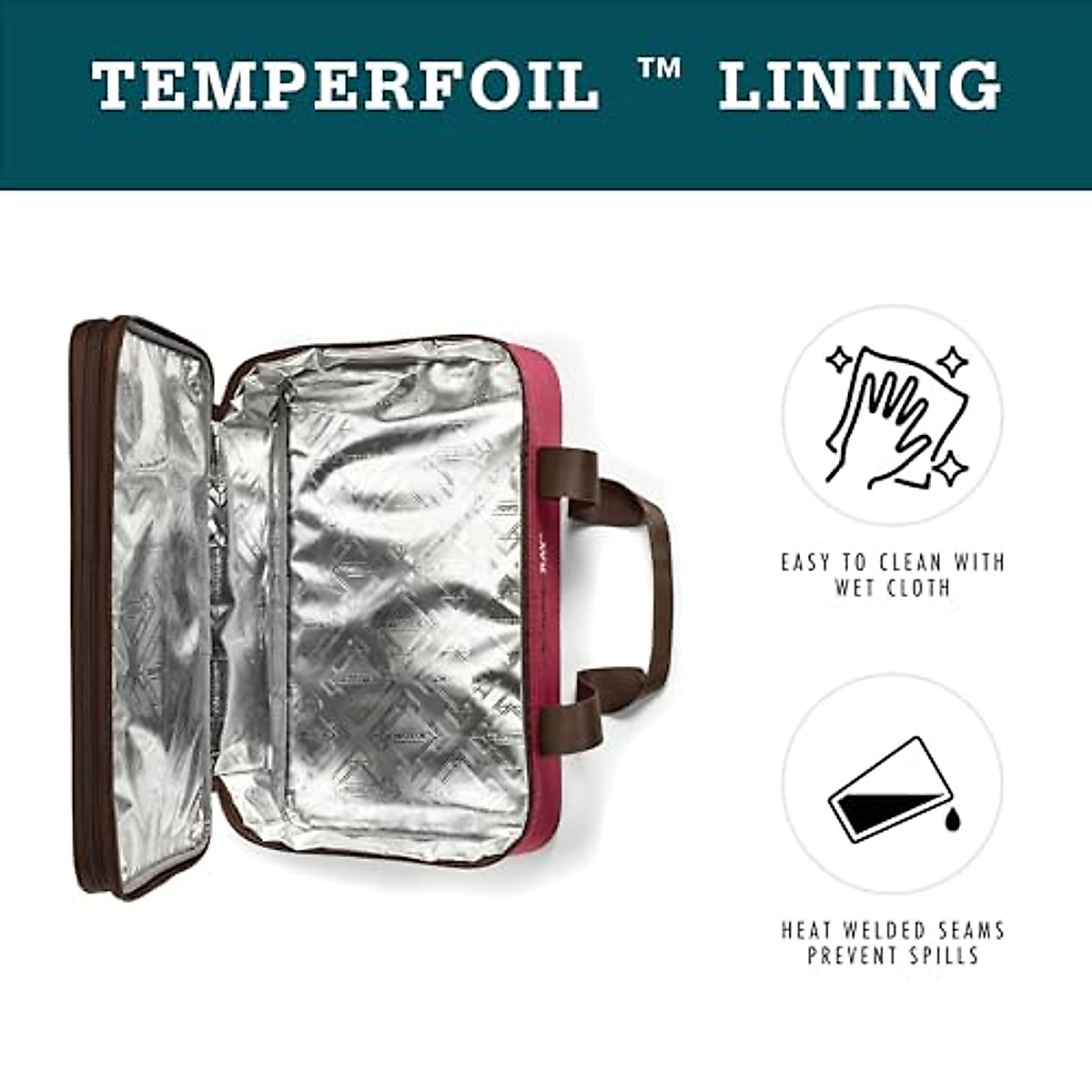 Rachael Ray Expandable Insulated Casserole Carrier for Hot or Cold Food, Thermal Lasanga Lugger Tote for Pockluck, Parties, Picnic, and Cookouts, Fits 9" x 13" Baking Dish, Burgundy