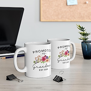 Dokazu Promoted to Grandma 2024 Mug First Time 2024 Grandma New Grandma Gifts Coffee Mug for Grandma Announcement Gift for New Grandma White 11oz