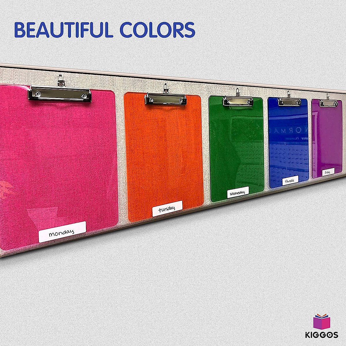 Kiggos 6 Pack Plastic Clipboards Colored Transparent Clear Clip Boards Low Profile Metal Clip Board 12.5 x 9 Inch Letter Size Bulk Class Set Acrylic Clip Boards with Hanging Hook - Holds 100 Sheets