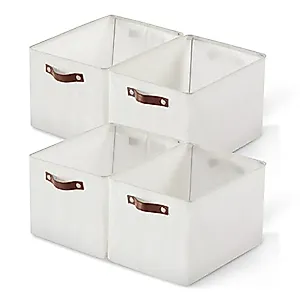 Large Storage Bins for Organizing Closet Shelf, 15 inch Collapsible Linen Storage Basket with Handles for Clothing, Dog Toy, Towel - Beige, 4 Pack