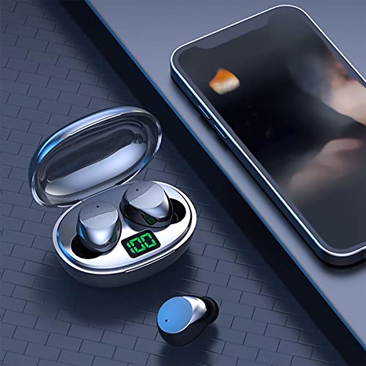 Bluetooth Headphones True Wireless Earbuds Bluetooth 5.3 Stereo Earphones Noise Cancelling Headphones Premium Sound Deep Bass Headset IPX5 Waterproof Built in Mic with Charging Case Black