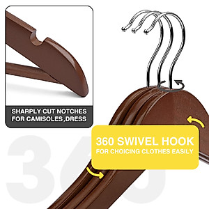 UINICOR Wooden Hangers -30 Pack- Clothes Hangers Slim Wood Hangers Coat Hangers for Closet,Clothes Hanger with Extra Smooth Finish,Precisely Cut Notches,Hangers for Shirt Suit Dress,Walnut