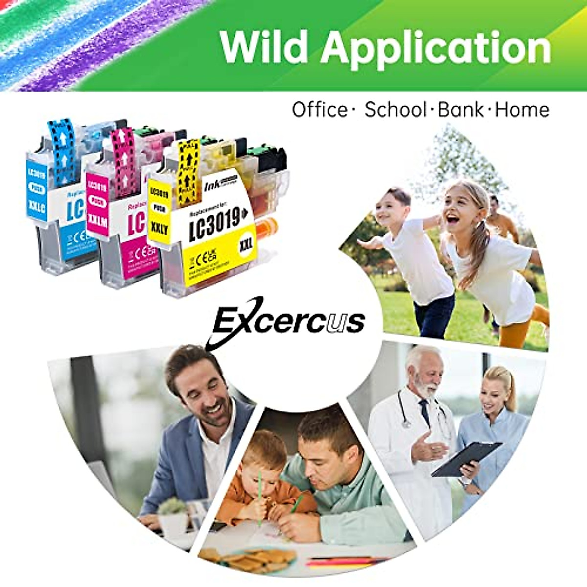 EXCERCUS Compatible LC3019 XXL Ink Cartridges Replacement Work for Brother MFC-J6530DW MFC-J6930DW MFC-J6730DW MFC-J5330DW Printer 3-Pack (1LC3019C, 1LC3019M, 1LC3019Y)