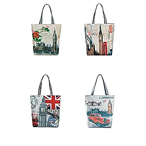 London British Flag Women's Large Cotton Canvas Tote Bag Handbags Top-Handle Bags Shoulder Shopping Bags London one size