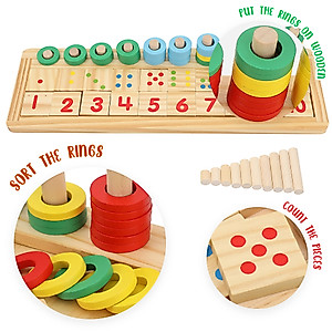 Boxiki kids Wooden Number Blocks. Educational Toy to Boost Kids Intelligence - Montessori, Kindergarten & Preschool Top Choice for Age 3+ Years