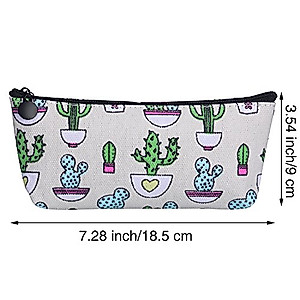 TecUnite 8 Pieces Pen Case Pencil Bag Canvas Pencil Pen Case Pen Holder Cosmetic Makeup Bag Set (Cactus Style)