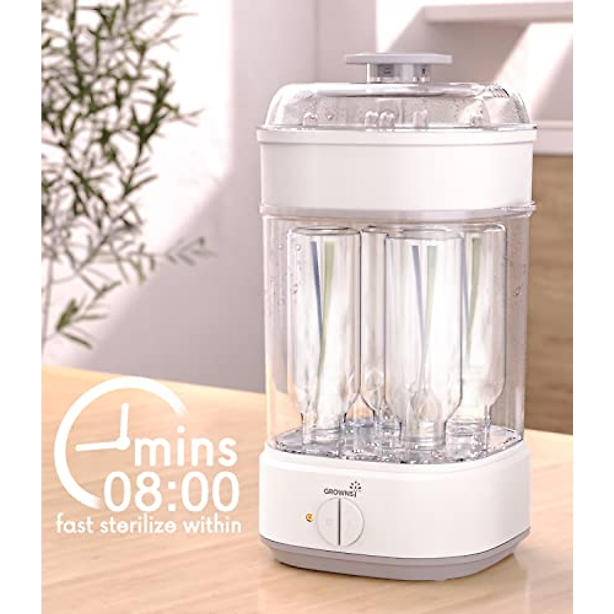 Bottle Sterilizer, Baby Bottle Steam Sterilizer, Electric Baby Bottle Sanitizer with Timer for Baby Bottles, Pacifiers, Pump Parts