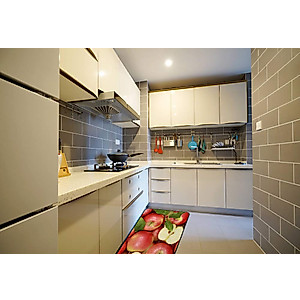 ZHIMI Kitchen Rug Floor Mat Anti Fatigue Runner Carpet Non-Slip ﻿Red Green Laundry Rug Home Decor Rectangle Entryway Long Mat 39 x 20 Inch