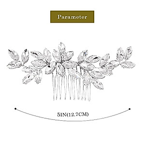 Latious Crystal Bride Wedding Hair Comb Silver Rhinestone Bridal Hair Clip Sparkly Hair Piece Gem Hair Accessories for Women and Girls (Silver)