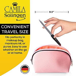 Camila Solingen CS19 8" Large Professional Sapphire Metal Nail File Pointed for Fingernail and Toenail Care. Double Sided Coarse Fine for Manicure / Pedicure. Made of Stainless Steel, Solingen Germany