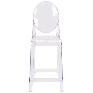 Flash Furniture Ghost Counter Stool with Oval Back in Transparent Crystal