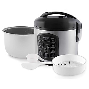 Unknown1 8-Cup (Cooked) Digital Rice Cooker Silver Stainless Steel Programmable