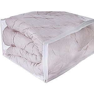 DiClavus Set of 2 Zippered Vinyl Storage Bag, 24x20x11 Inch, Clothes Bag Organizer, Space Saver PVC Comforter Clear Storage Bags for Blanket