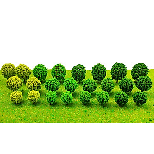 24Pcs Mini Model Trees Mixed Bush Trees Vegetation Groups Shrubs for Model Train Scenery Architecture Trees Model Scenery Trees Fake Trees with No Stands
