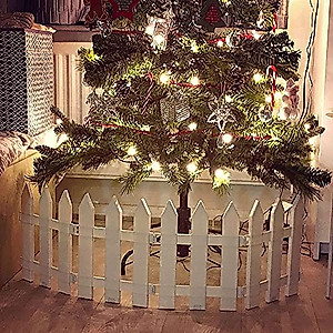 4Pcs Christmas Tree Fences White Plastic Picket Fence Wedding Party Decoration Miniature Home Garden Border Grass Lawn Edge Fence(4Pcs-Length 100CM)
