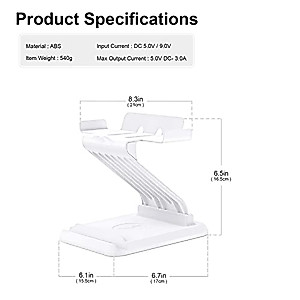 CNBEYOUNG Charging Dock Station Compatible with Quest 2 Quest 3 Apple Vision Pro, VR Headset Display Stand&Controller Holder with Wireless Charger Compatible with iPhone Apple Watch Airpods Series