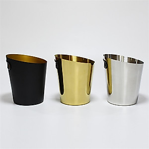 Ice Bucket Stainless Steel Ice Bucket Cooler Whiskey Wine Bar Accessories Champagne Bucket Cooler Suitable for Cocktail Party Wine Bottle Restaurant Bar Party Keeps Ice Cold & Dry (Color : Black)