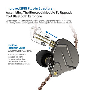 KZ ZSN Pro Metal Earphones 1BA+1DD Hybrid Technology HiFi Bass Earbuds in Ear Monitor Headphones Sport Noise Cancelling Headset(No mic，Grey)