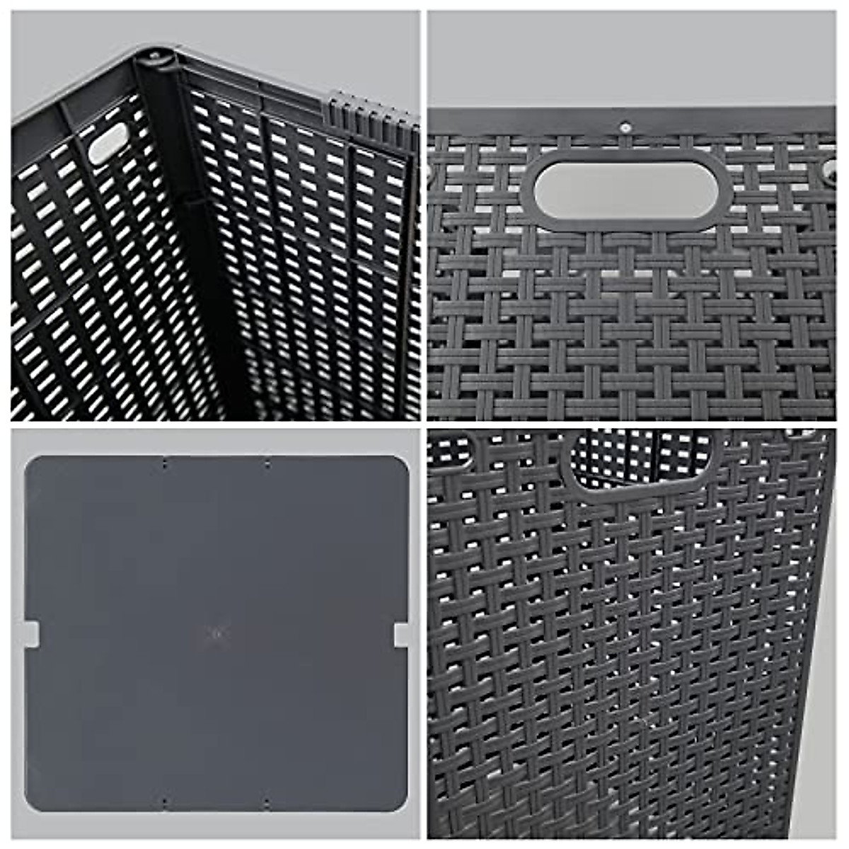 Idomy 2-Pack 42 L Plastic Folding Laundry Hampers, Collapsible Laundry Basket, Gray