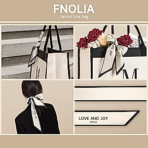 FNOLIA Birthday Gifts for Women Initial Canvas Tote Bag For Women Who have Everything Unique Gift for Teacher Mother Friends Female Mom Sister Her Large Beach Tote Letter N