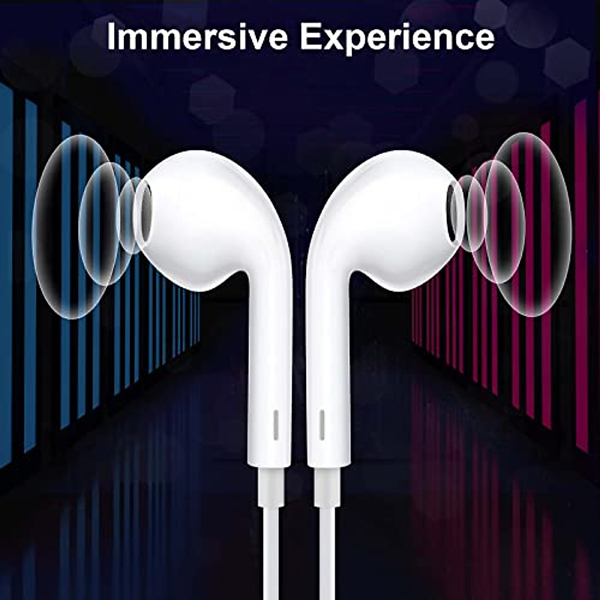 XNMOA Wired Earbuds for iPhone 14 13 12 11 Pro Max with Mic, in-Ear Wired Earphones with Stereo Bass,Wired Headphones for iPhone with Volume Control&Support Call,Support All iOS,White