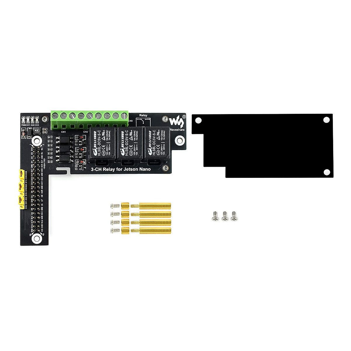 Waveshare Quality 3-Ch Relay Expansion Board Designed for Jetson Nano with Optocoupler Isolation