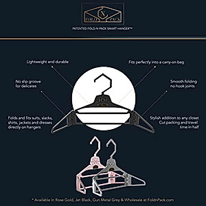 FOLD-N-PACK SMART HANGER (Rose Gold) Save Precious time on Packing, Folding Clothes, Travelling with Our Foldable Hanger That fits Perfectly into Carry on Luggage.