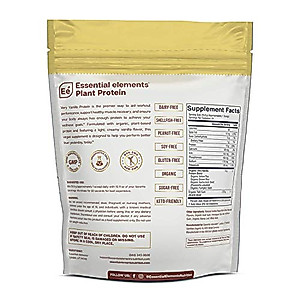 Essential Elements Organic Pea Protein Powder - Very Vanilla | Low-carb Plant-Based Vegan Blend - Keto-Friendly and Gluten-Free | 20 Servings, 18.2 oz