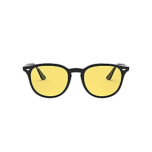 Ray-Ban RB4259F Low Bridge Fit Round Sunglasses, Black/Yellow, 53 mm