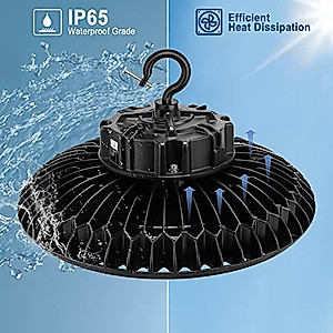 YELLORE 300W UFO LED High Bay Light, Lighting for Warehouse, 41,000lm 1200W MH/HPS Equivalent, 5000K Daylight Dimmable, IP65 Waterproof UL/DLC Approved, 100-277V Super Bright