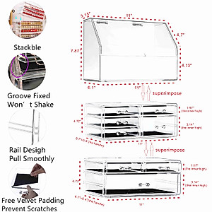 Cq acrylic Clear Makeup Organizer for Vanity Countertop,Dustproof Waterproof Bathroom Organization With 8 Drawers For Beauty Skin Care Skincare Product Organizing and Perfume Cosmetic Storage Case