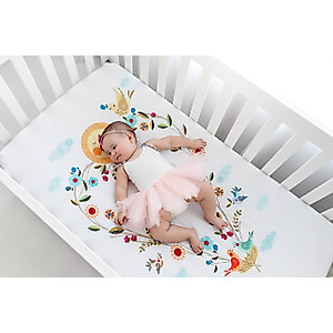 Rookie Humans 100% Cotton Sateen Fitted Crib Sheet: Love Blooms. Modern Nursery, Use as a Photo Background for Your Baby Pictures. Standard Crib Size (52 x 28 inches) Floral Crib Sheet