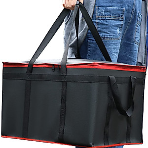 musbus For doordash catering bag 22x14x13 Black Red Insulated Food Delivery Bag Cooler Bags Keep Food Warm Catering Therma for doordash Catering Cooler BagsTherma Shopper hot XXXL 22w x 14 lx 13d