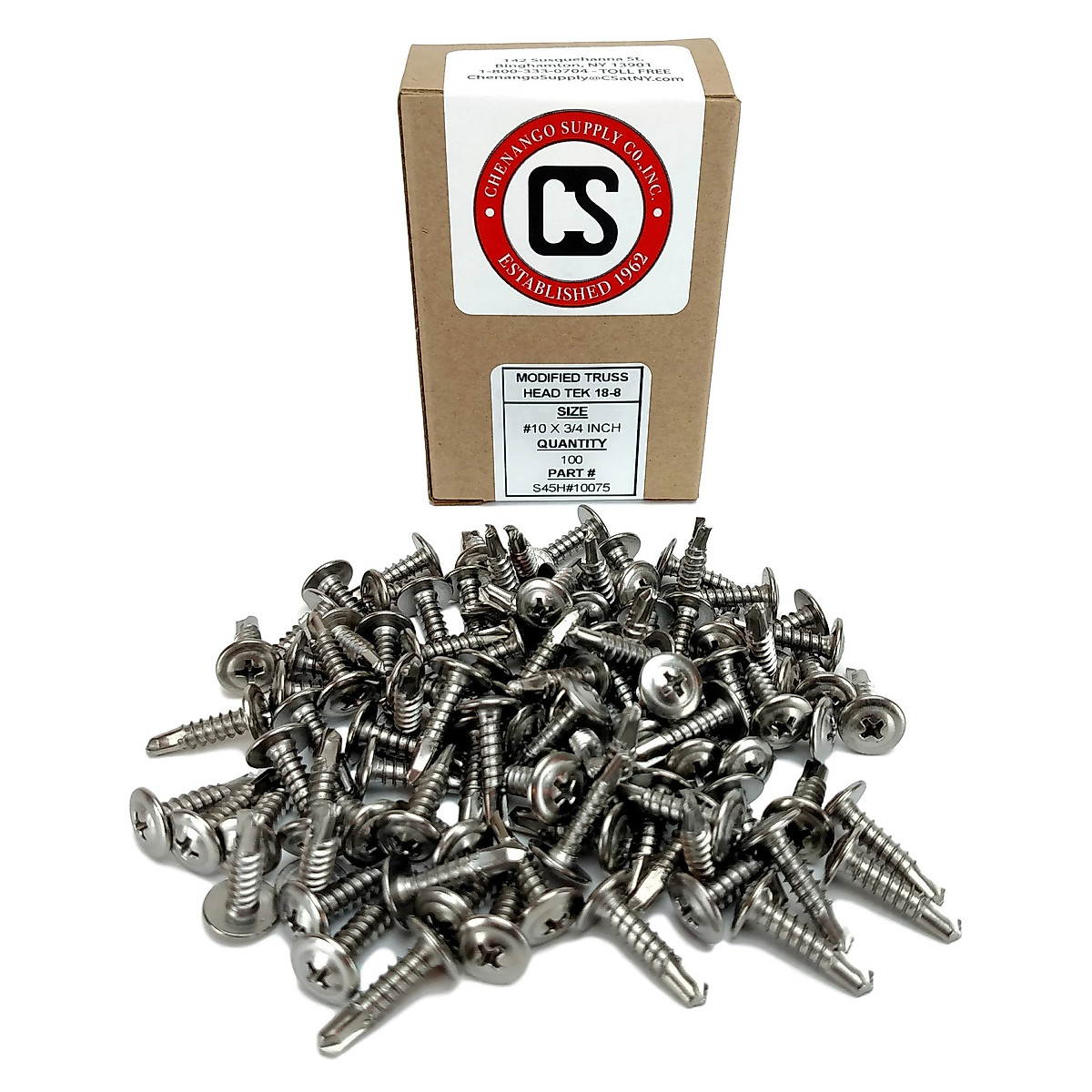 410 Stainless #10 x 3/4" Wafer Head Philips Self Drilling Sheet Metal Tek Screws, (1/2" to 1" Length in Listing), 100 Pieces, Modified Truss Head Self Driller (#10 x 3/4 Inch)