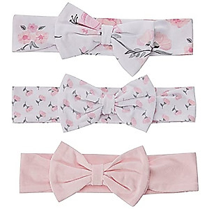 Hudson Baby baby girls Cotton Scratch Mitten Set Headband, Pink Floral, 0-6 Months US