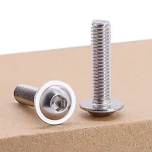 M4-0.7 x 8mm (80 pcs) Flanged Button Socket Head Cap Screws, 304 Stainless Steel, Full Thread, ISO7380-2