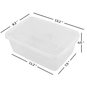 Easymanie 6.5 Quart Clear Plastic Bins with Lids, Latching Storage Boxes, 4 Packs, F