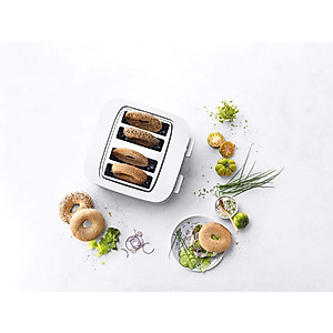 ZWILLING Enfinigy 4 Slice Toaster with Extra Wide 1.5" Slots for Bagels, 7 Toast Settings, Even Toasting, Reheat, Cancel, Defrost, Silver