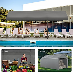 GOJOOASIS Carport 10x20 Car Ports Heavy Duty Carports Portable Garage Car Canopy Tent Outdoor Car Shelter (Grey)