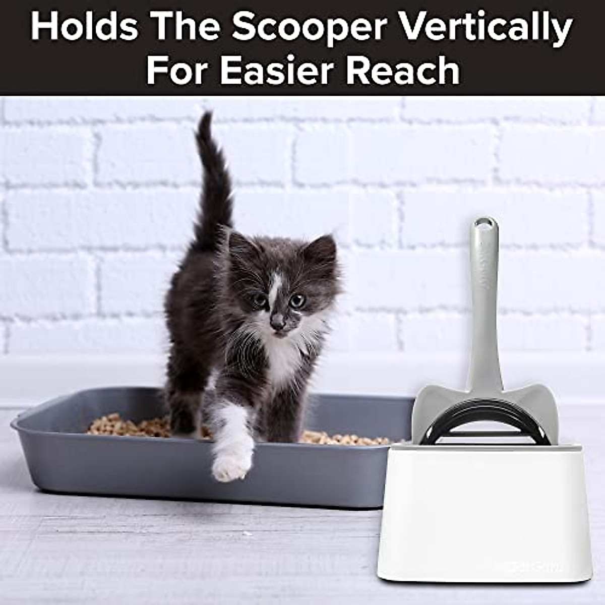 CatGuru Premium Cat Litter Scoop Holder, Scooper Caddy, Scoop Stand Pairs with Any Cat Litter Box and Fits Most Cat Litter Scoops (White)