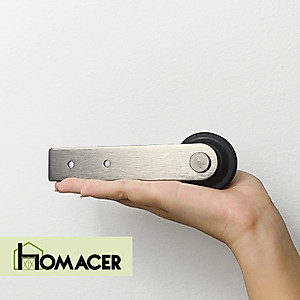 Homacer Mini Brushed Nickel Non-Bypass Sliding Barn Door Hardware Kit, for One/Single Door, 66-inch Long Flat Track, Straight Design Roller, Cabinet TV Stand Console Use…