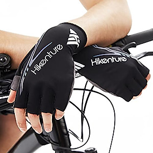 Hikenture Half Finger Cycling Gloves for Men and Women Padded Road Bike Gloves (Black, XXL)