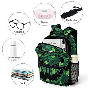 Fovanxixi Custom Tie Dye St Patrick Leaves Backpack for Kids Boys Girls, Children Personalized Backpack with Name Text Customized Daypack Schoolbag for Student Bookbag