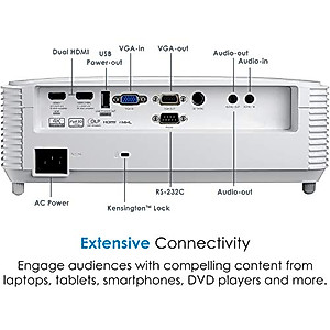 Optoma EH412 1080P HDR DLP Professional Projector | Super Bright 4500 Lumens | Business Presentations, Classrooms, and Meeting Rooms | 15000 Hour Lamp Life | 4K HDR Input | Speaker Built in , White